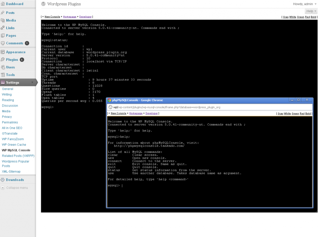 WP MySQL Console Plugin – Özgür Koca